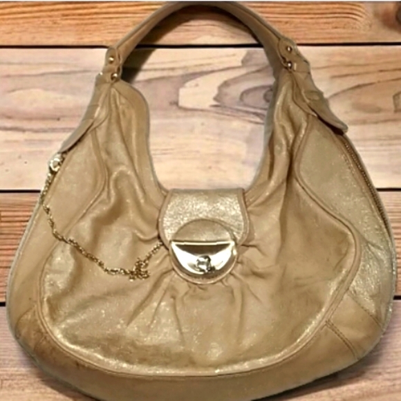 Botkier | Bags | Vintage Botkier Gold Leather Turn Lock Satchel Bag ...